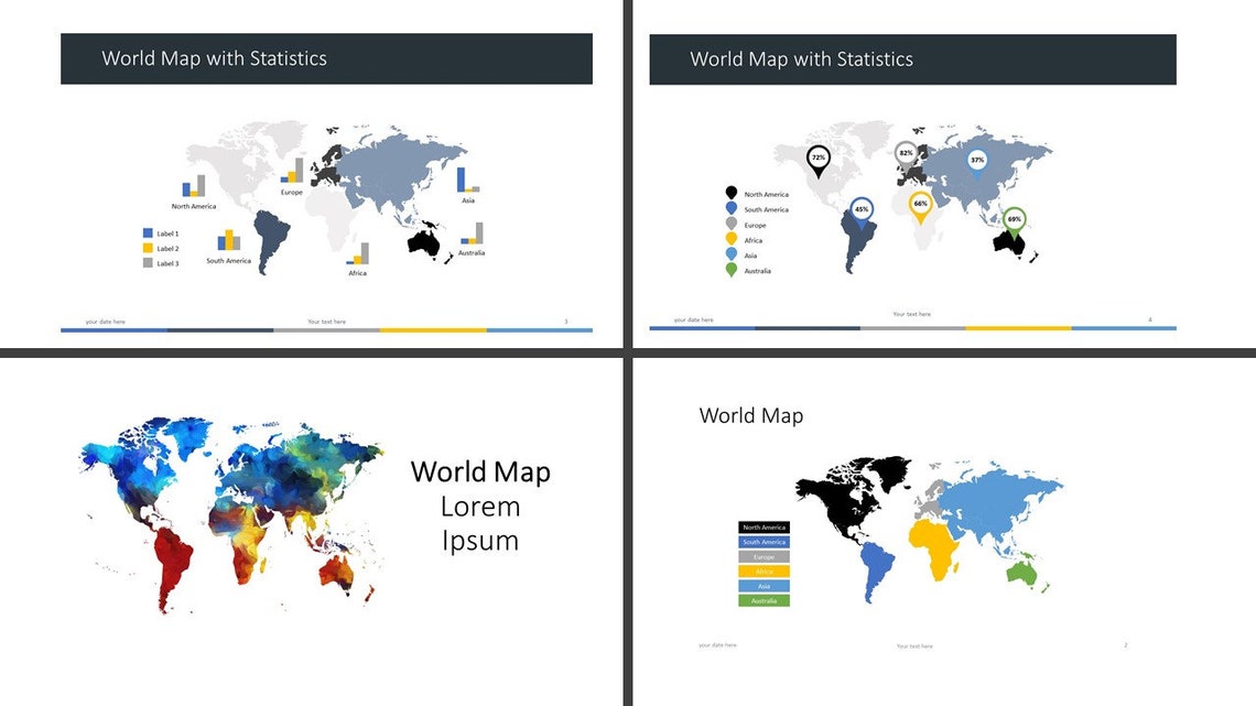 World Map Infographics Powerpoint Template Professional - Etsy