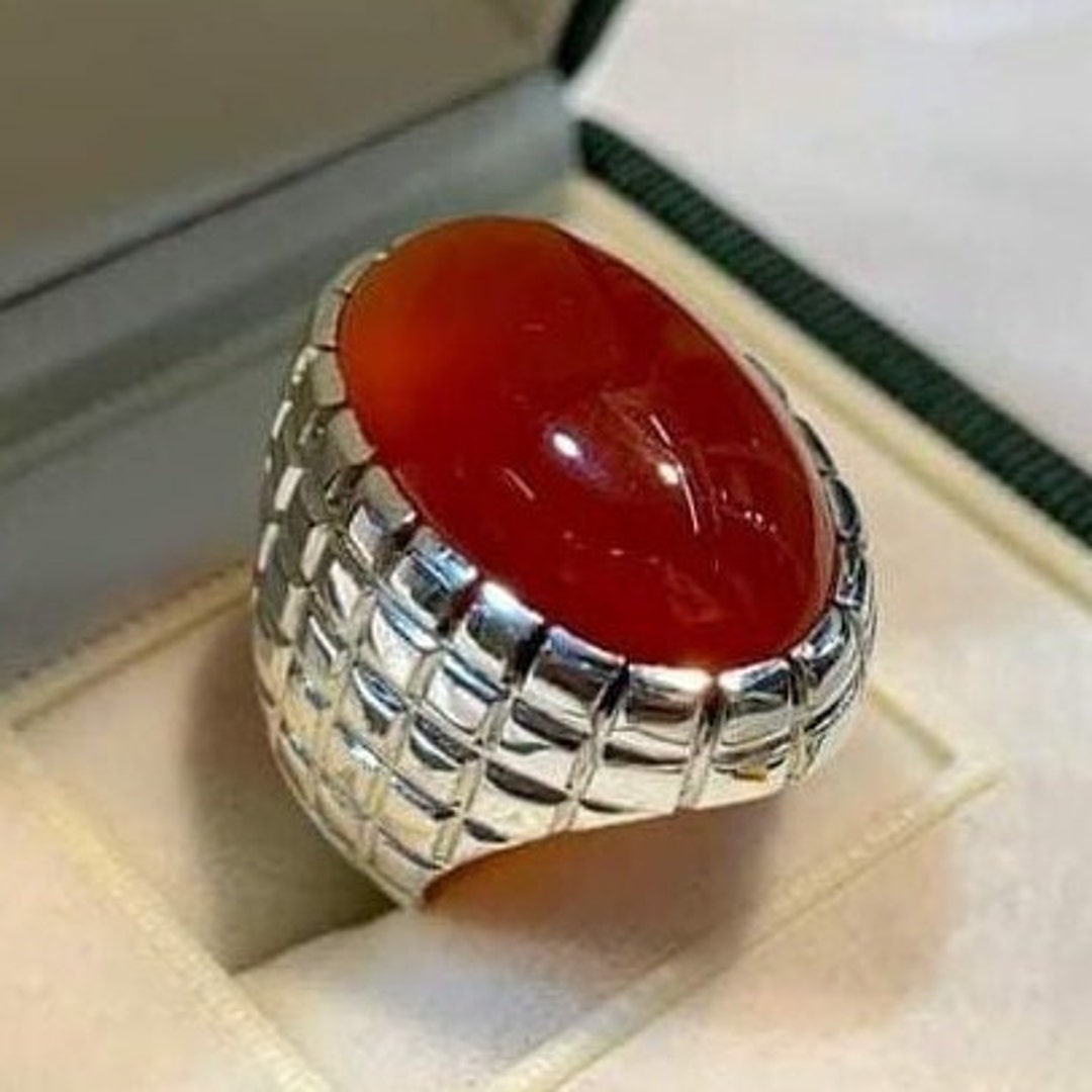 Yemeni Aqeeq Aqiq Akik Jewelry Unisex Ring Hakik Real Gemstone Ring ...