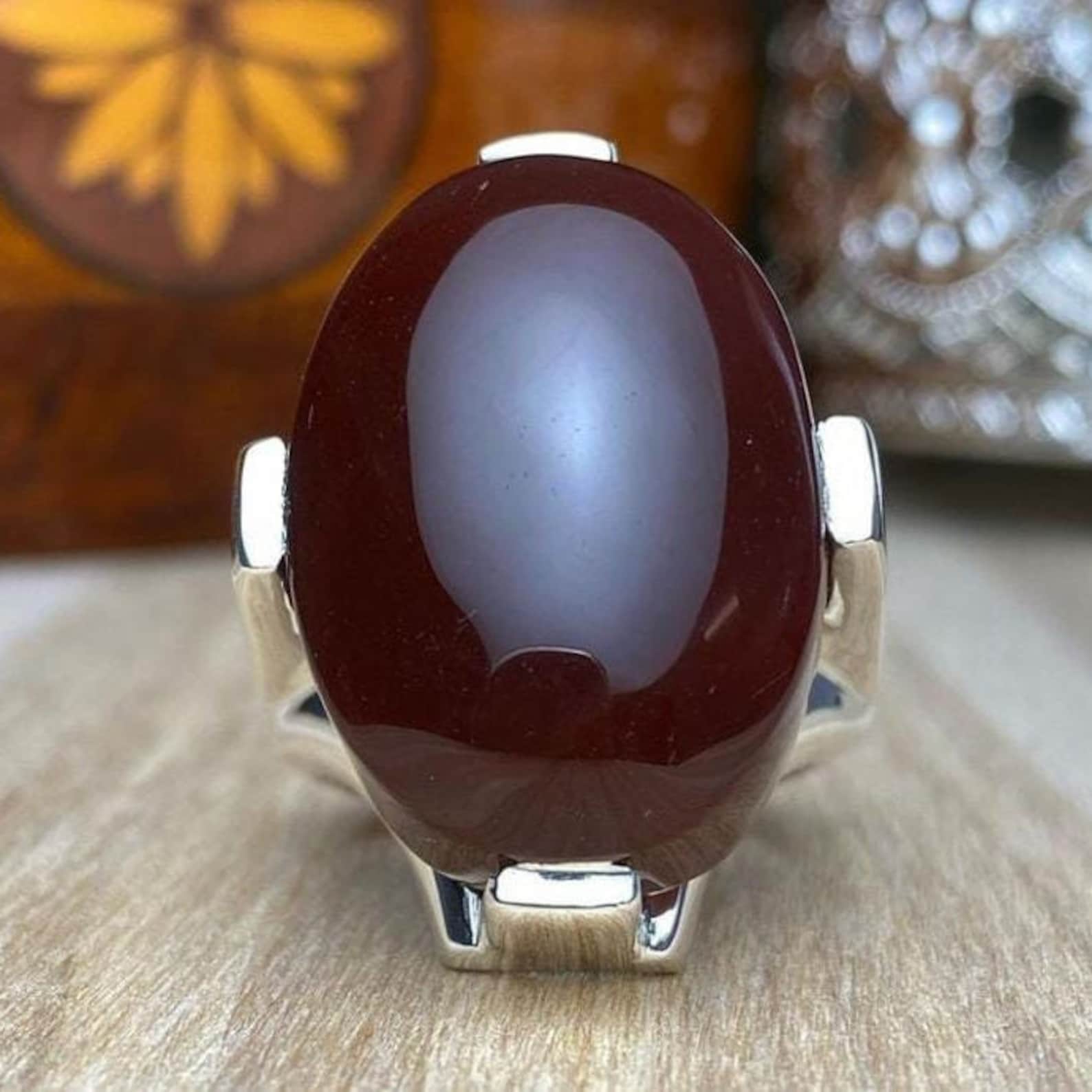 Dark Brown Yemeni Aqeeq Ring Akik Rings Aqeeq Stone Ring Aqeeq Stone ...