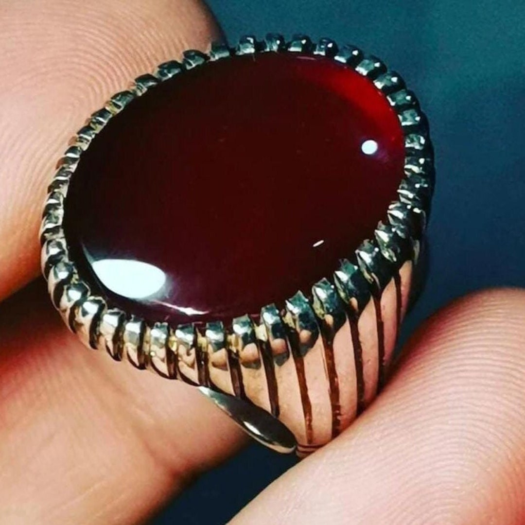 Yemeni Aqeeq Aqiq Akik Jewelry Unisex Ring Hakik Real Gemstone Ring ...