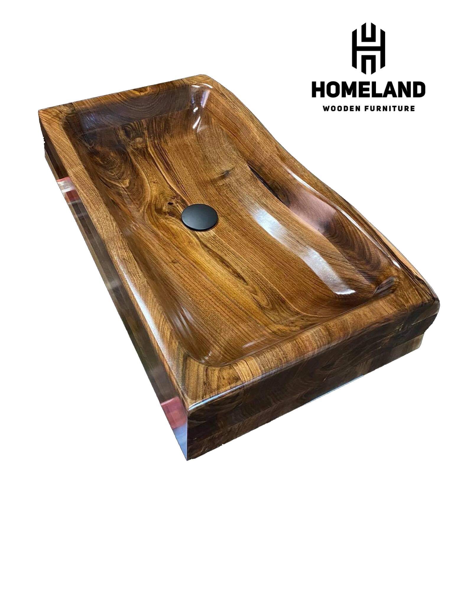 Wooden Walnut Sink for Rustic Bathroom, Handmade Wash Basin for Country ...