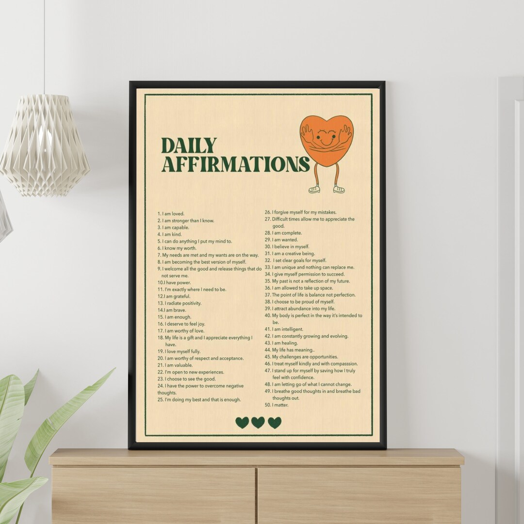 Daily Affirmations Printable | Digital Wall Art | Trendy Wall Decor ...