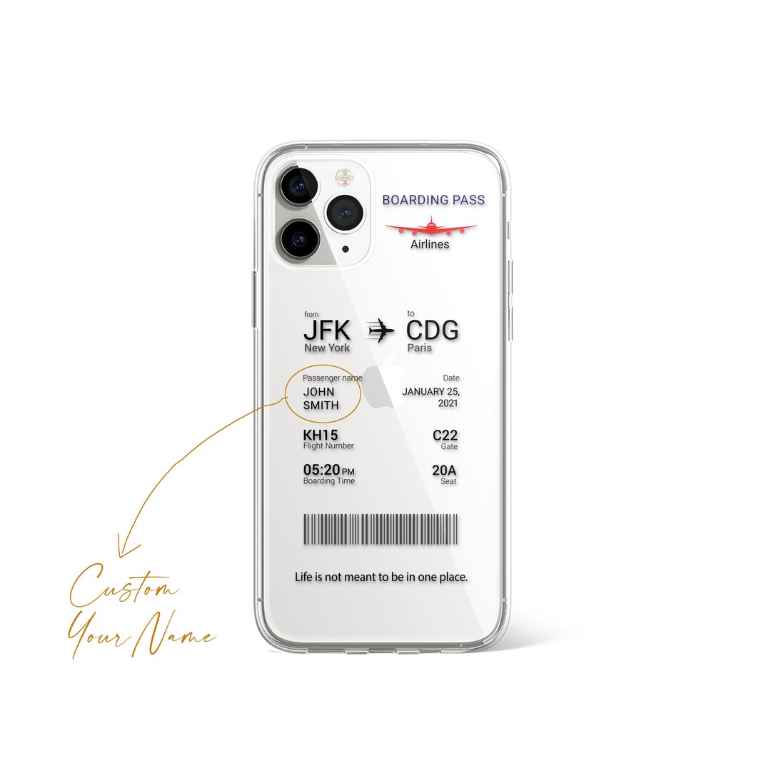 Personalized Boarding Pass Phone Case, Clear TPU, Custom Travel Gift - Etsy