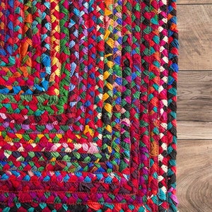 Hand Braided Bohemian Colorful Cotton Chindi Area Rug Multi Colors Home ...