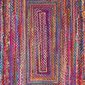 Hand Braided Bohemian Colorful Cotton Chindi Area Rug Multi Colors Home ...