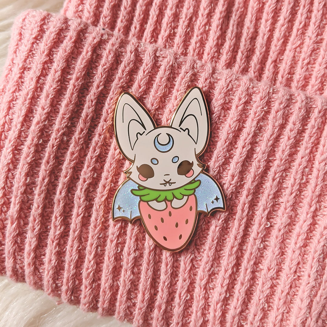 Pink Glitter Fruit Bat Hard Enamel Pin - Etsy