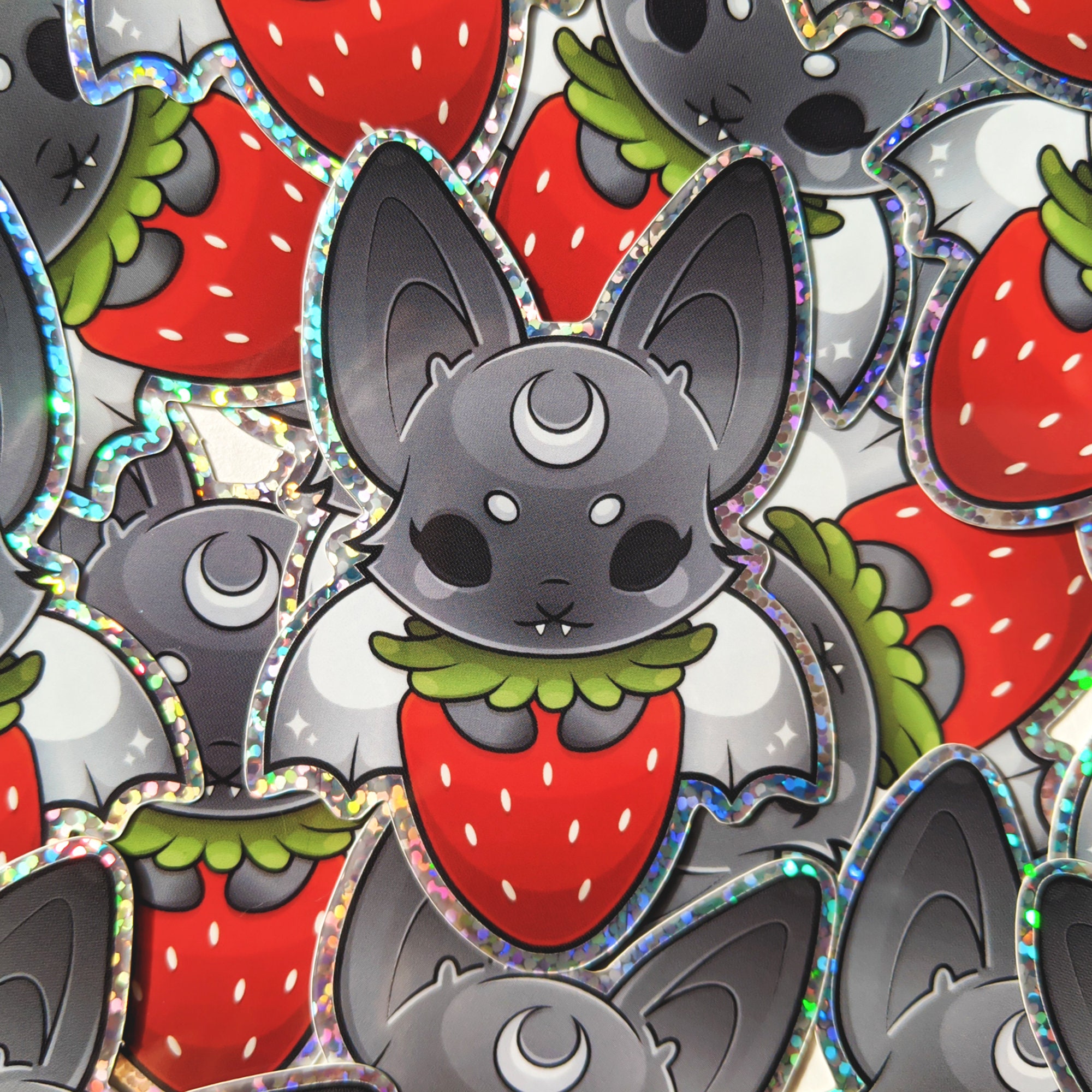Shiny Holo Glitter Fruit Bat Stickers | Etsy
