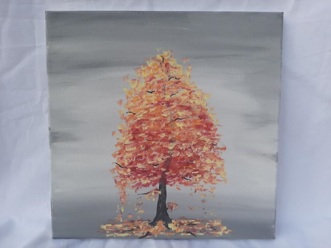 Vibrant Fall Tree 12inx12in - Etsy