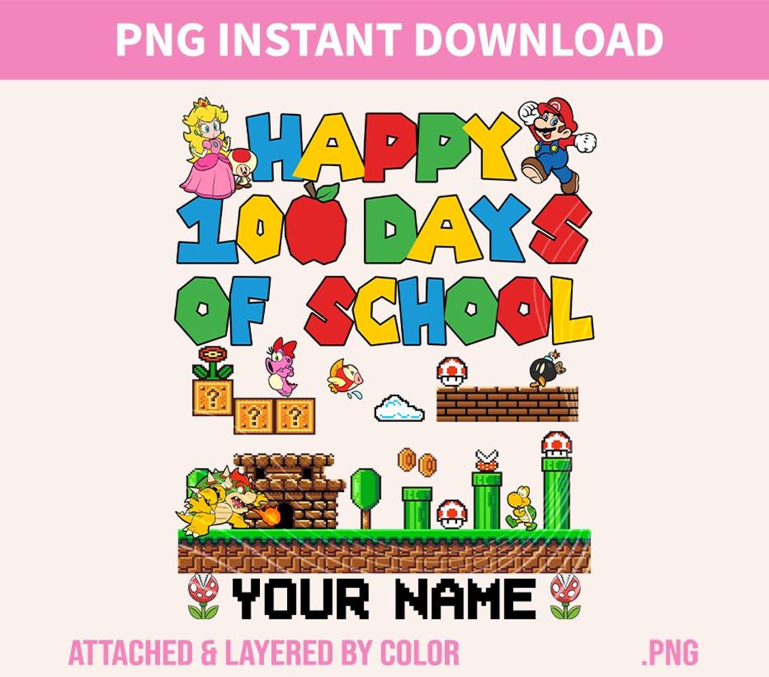 Personalized Happy 100 Days of School Png, 100 Days Smarter Png, Level ...