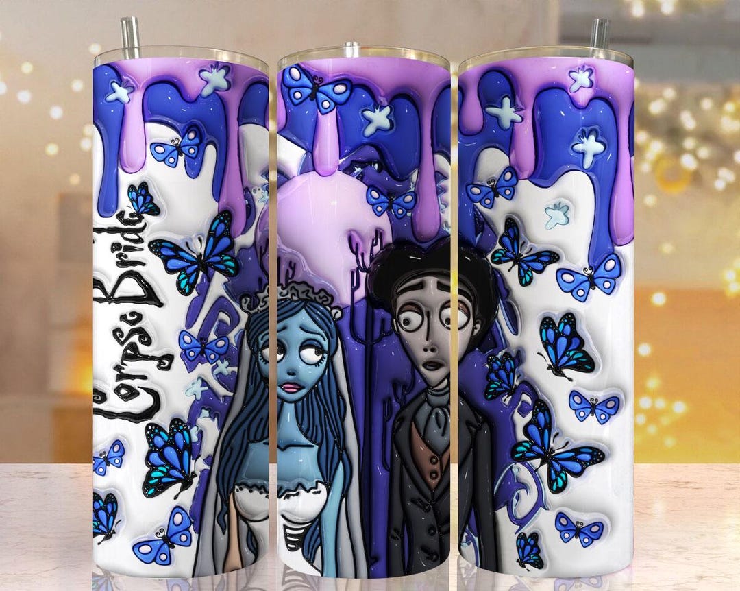 3D Inflated Corpse Bride Tumbler Wrap Png,horror Couple Valentine 20oz ...
