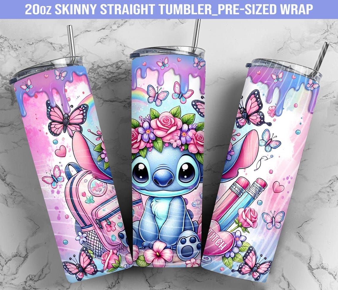 Stitch Tumbler Wrap Png, !00 Days of School Stitch Tumbler Design PNG ...