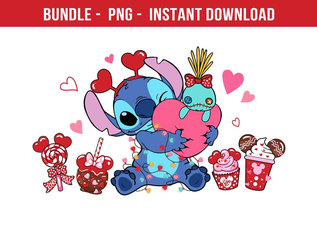 Stitch Valentine's PNG, Cartoon Valentine Png, Stitch Xoxo Heart Png ...