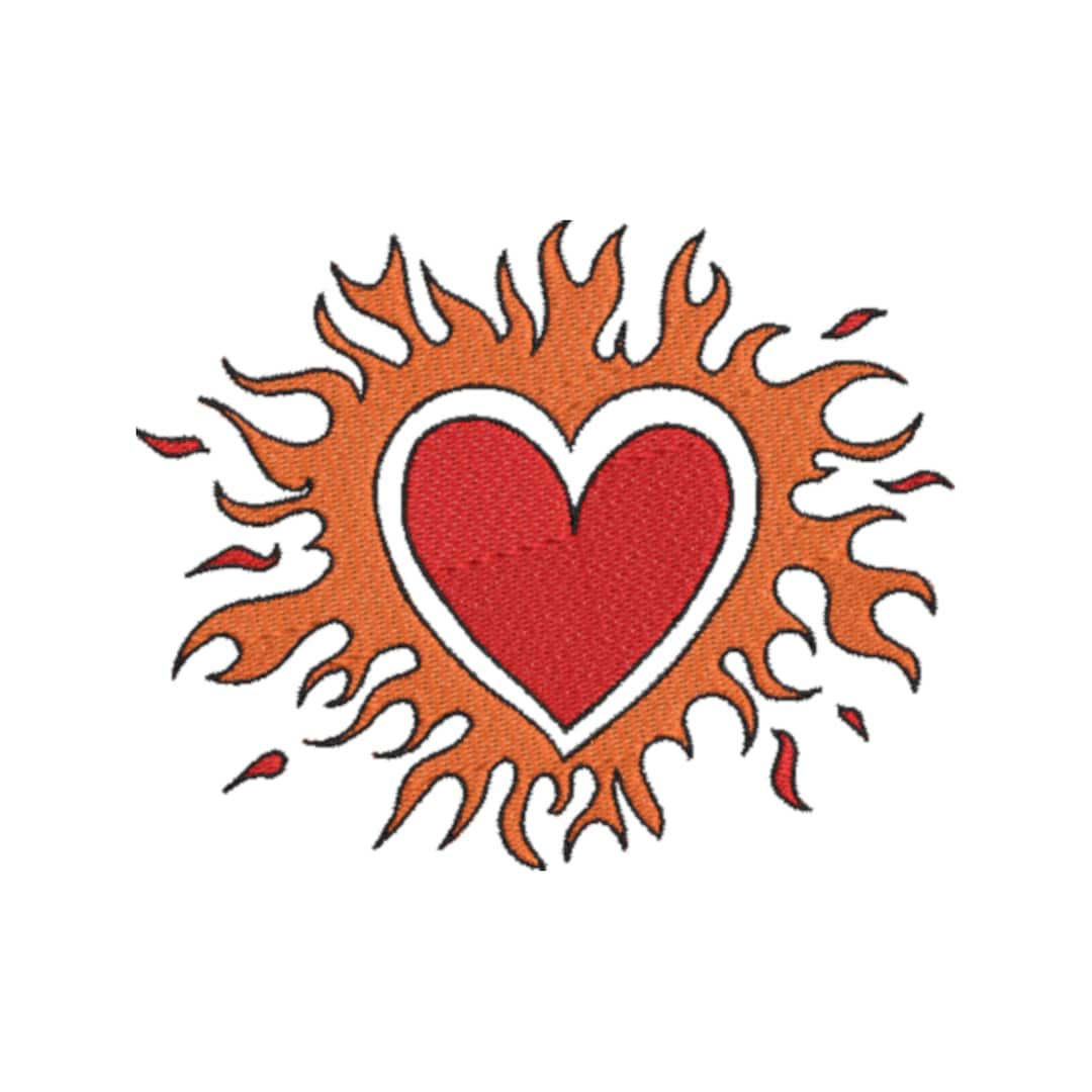 Heart on Fire Machine Embroidery Design. Multiple Sizes - Etsy