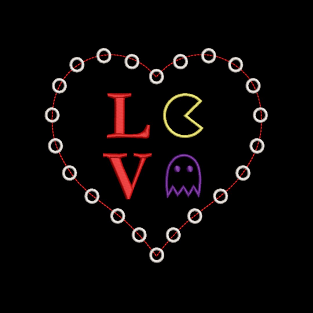 PAC-MAN Love Inspired Machine Embroidery Design. Multiple Sizes - Etsy