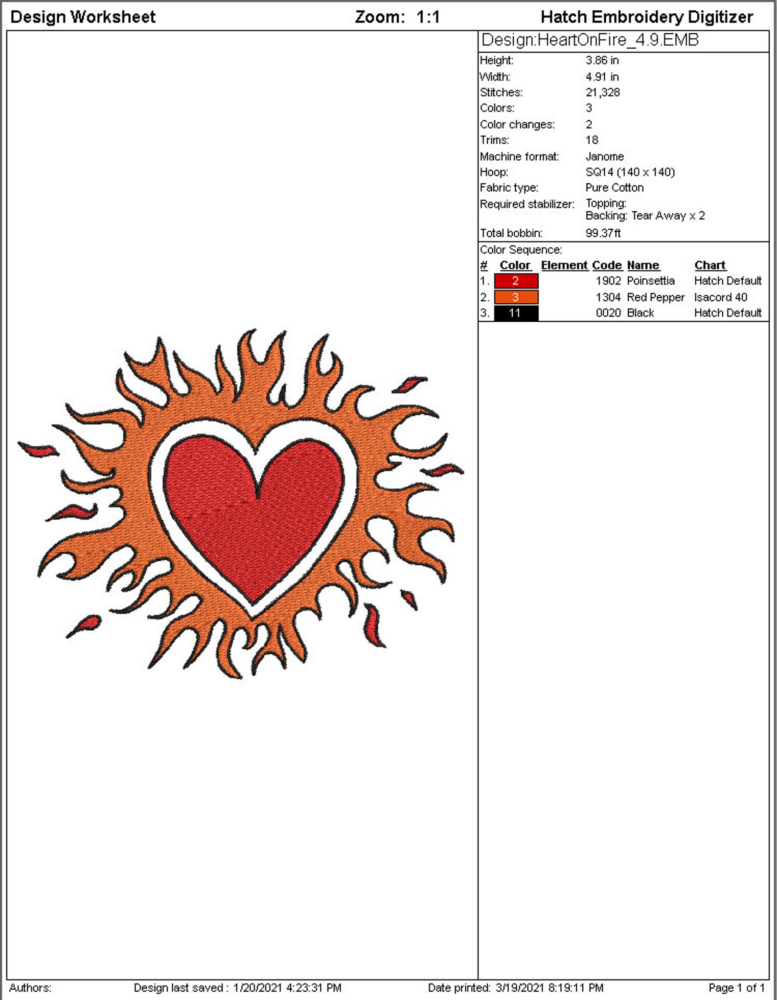 Heart on Fire Machine Embroidery Design. Multiple Sizes | Etsy