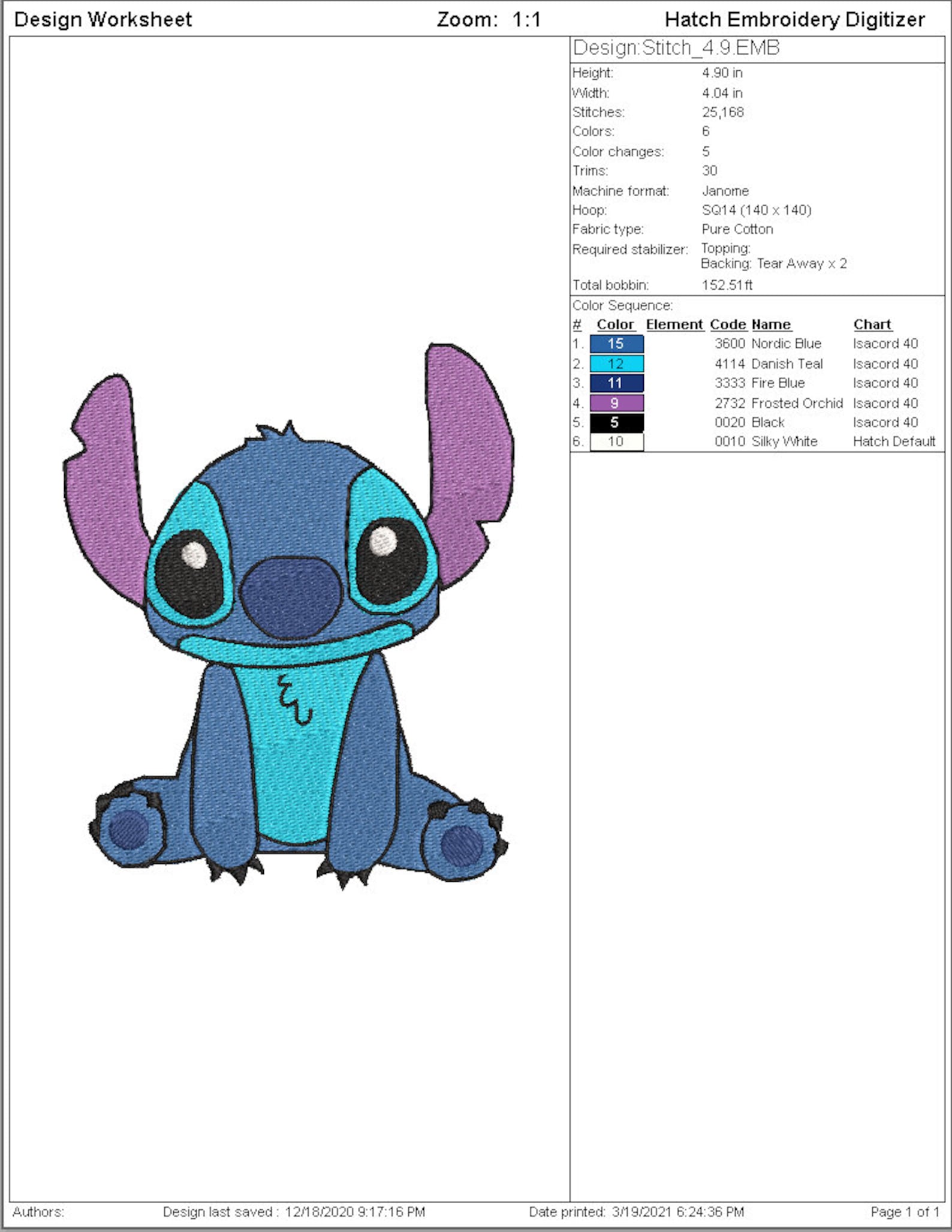 Lilo And Stitch Machine Embroidery Design Multiple Sizes Etsy India