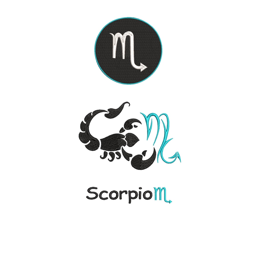 Scorpio Zodiac Sign [BUNDLE] Machine Embroidery Design. Multiple Sizes ...