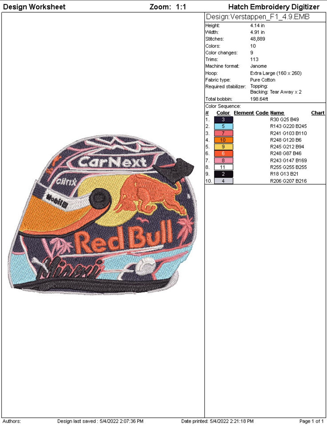 Max Verstappen Red Bull Racing Helmet Machine Embroidery - Etsy