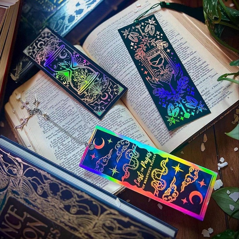 Fantasy Holigraphic Foil Bookmark With Tassel or Interchangeable Charm ...