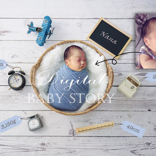 Newborn Baby Birth Announcement Photography Digital Backdrop - Etsy Canada