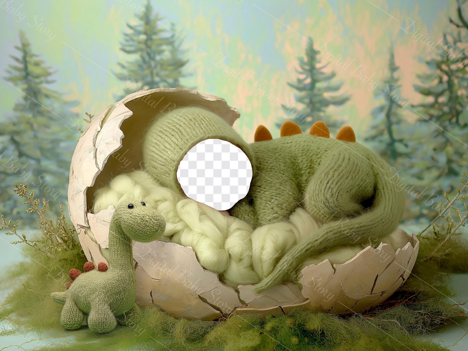 Dinosaur Newborn Digital Backdrop, Face Insert, Digital Background, PNG ...