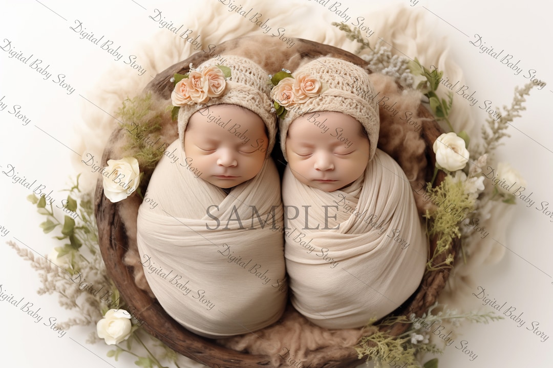 Digital Backdrop for Newborn Twins, Face Insert, Twins Digital ...