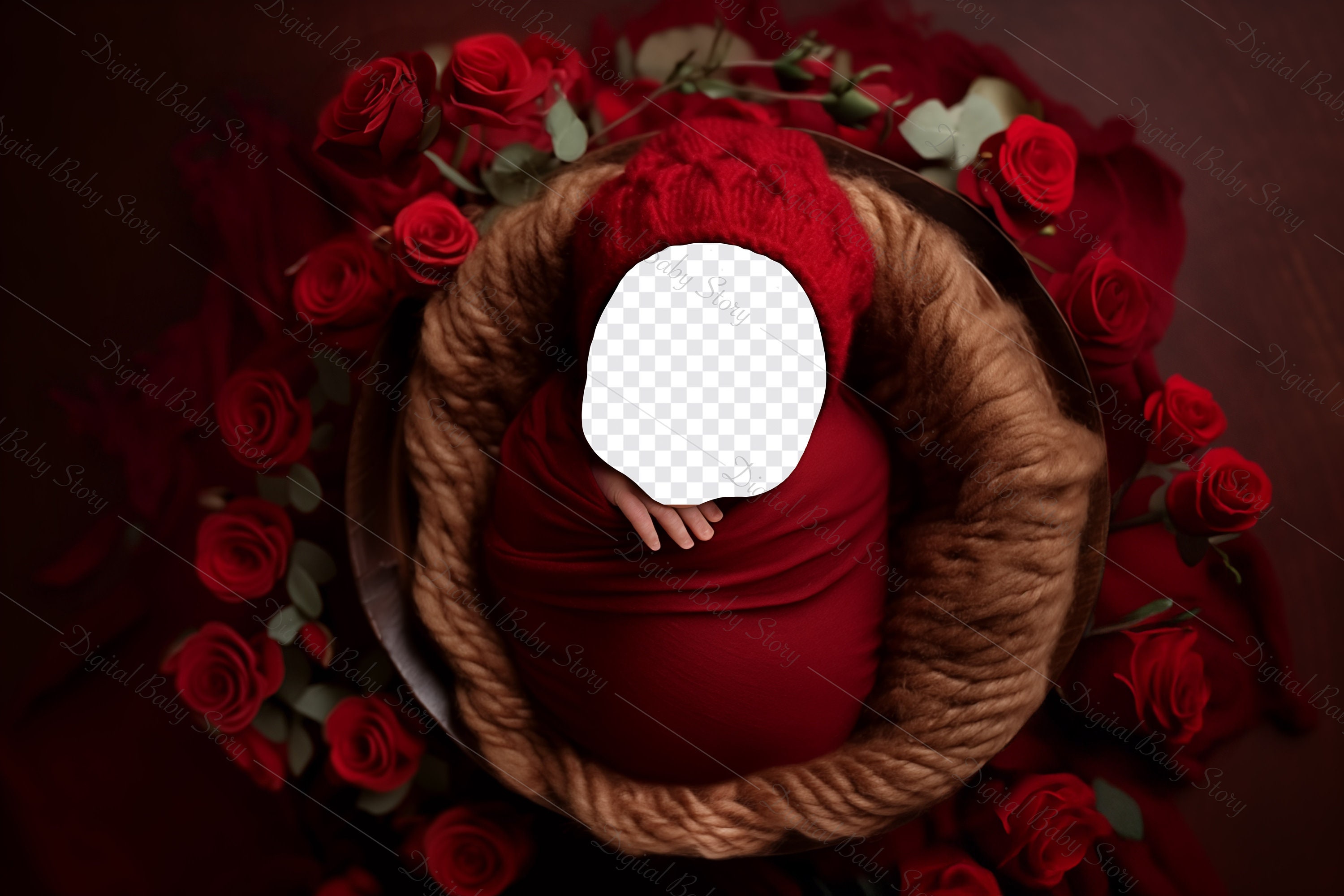 Newborn Digital Backdrop, Face Insert, Digital Background, Red Roses ...