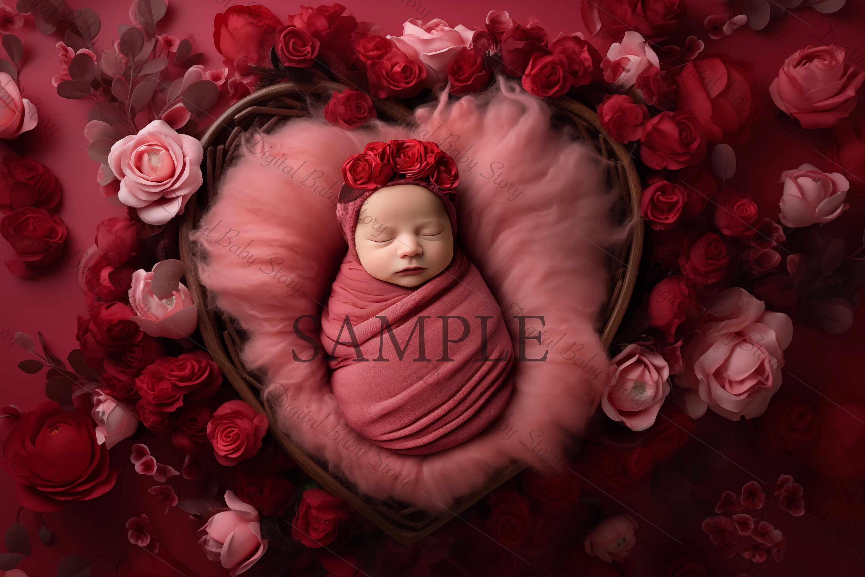 Newborn Digital Background, Newborn Backdrop, Red Roses, Valentine - Etsy