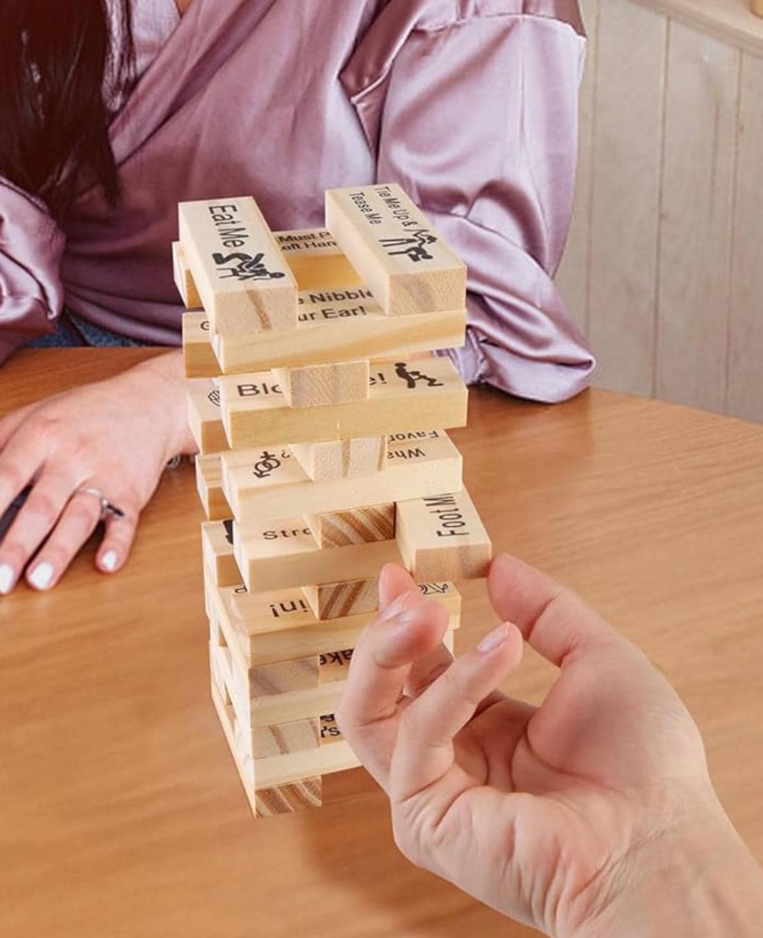Naughty Tumbling Tower Custom Engraved Wooden Jenga Style, Sexy Couples Bachelorette Game ...