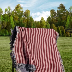 Pink and Red Striped Throw Blanket: Cotton Woven Picnic Blanket - Etsy