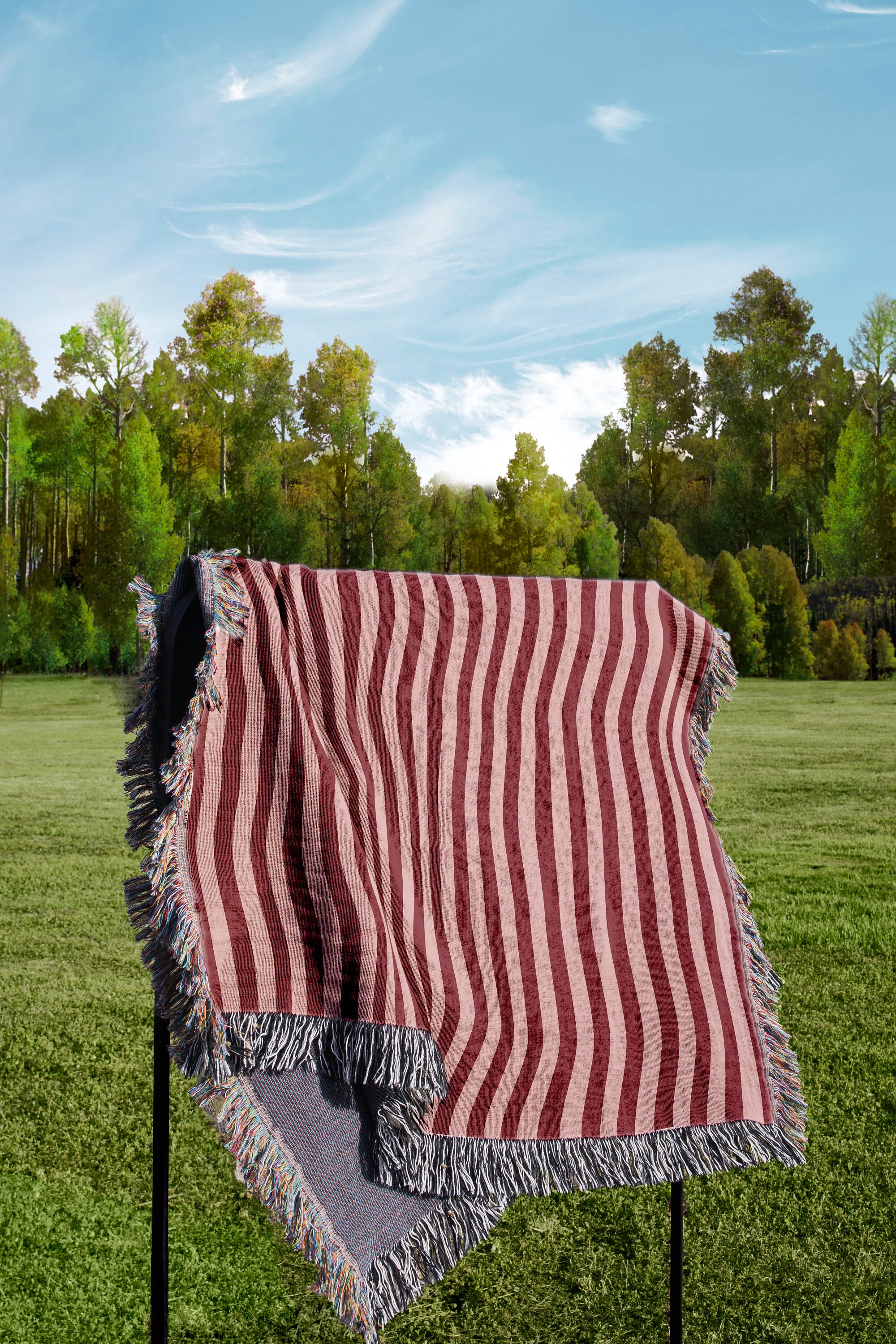 Pink and Red Striped Throw Blanket: Cotton Woven Picnic Blanket - Etsy