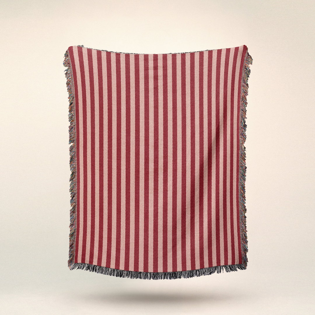 Pink and Red Striped Throw Blanket: Cotton Woven Picnic Blanket - Etsy
