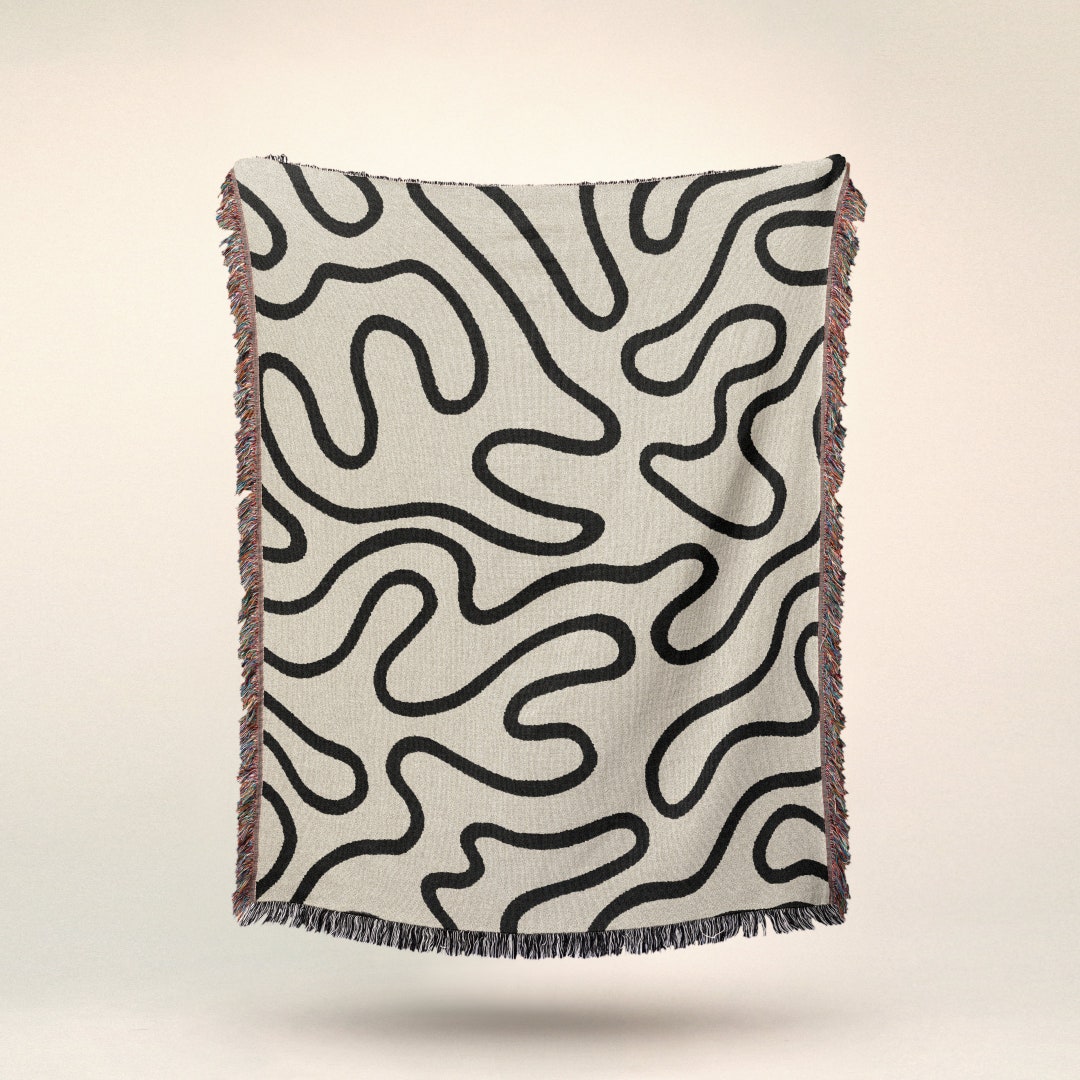 Squiggle Woven Throw Blanket: 100% Cotton Cozy Home Decor - Etsy