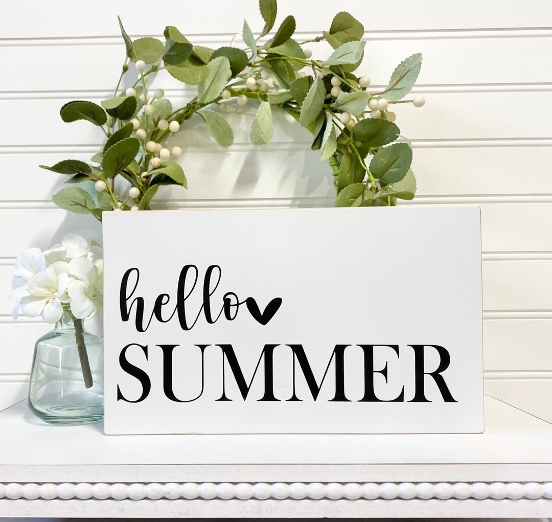 Hello Summer Wood Sign, Wood Summer Decor, Modern Farmhouse Summer Sign ...