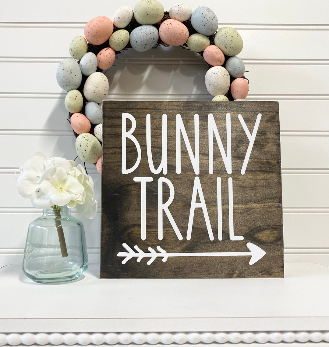 Bunny Trail Arrow Sign, Wooden Easter Sign, Easter Bunny Sign, Follow ...