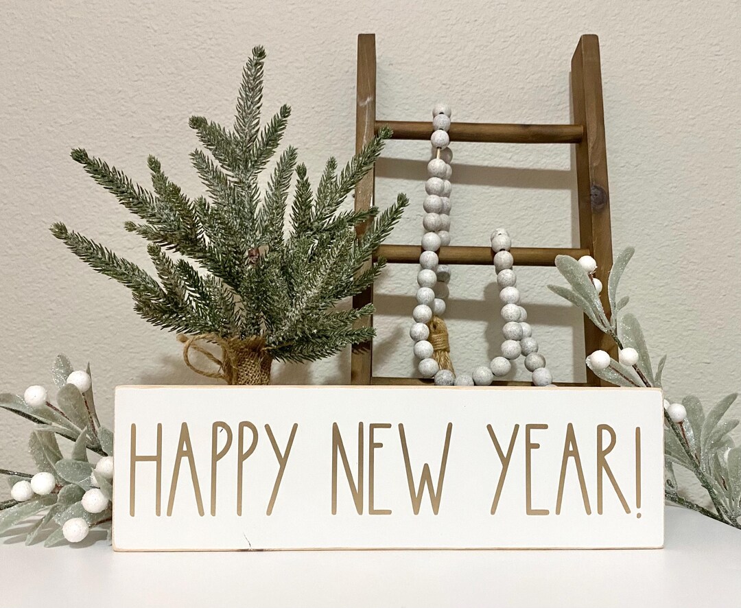 Happy New Year Sign, Wood New Year Sign, Winter Decor, Holiday Decor ...