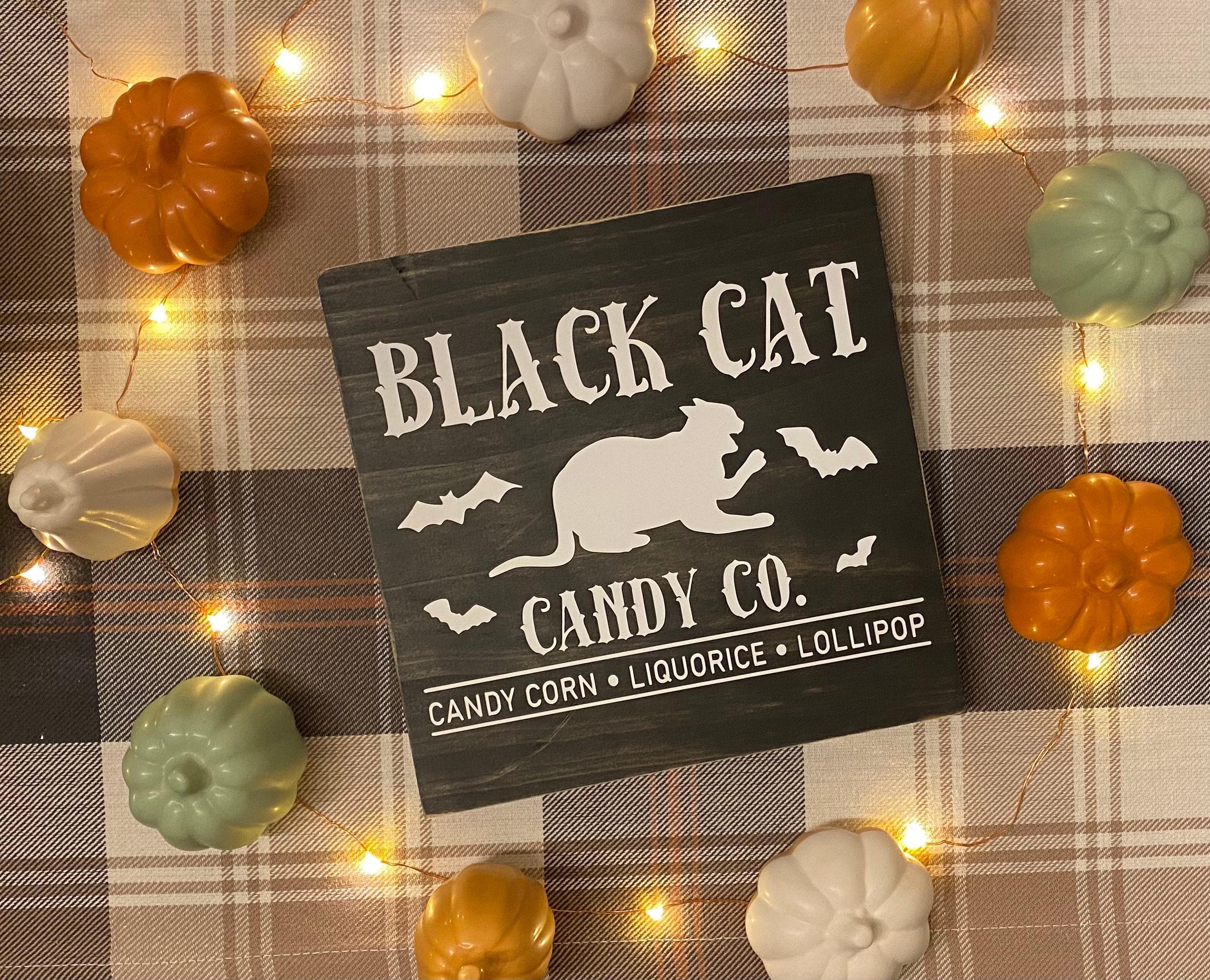 Black Cat Candy Company Sign Wood Halloween Sign Black and - Etsy