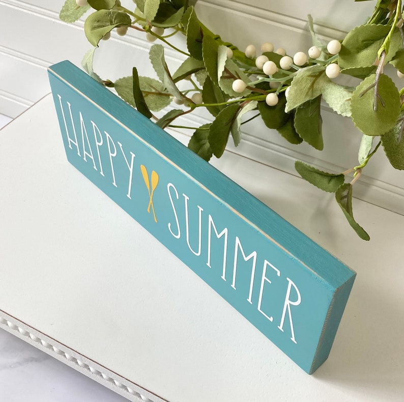 Happy Summer Wood Sign, Summer Sign, Shelf Sitter, Summertime Decor ...