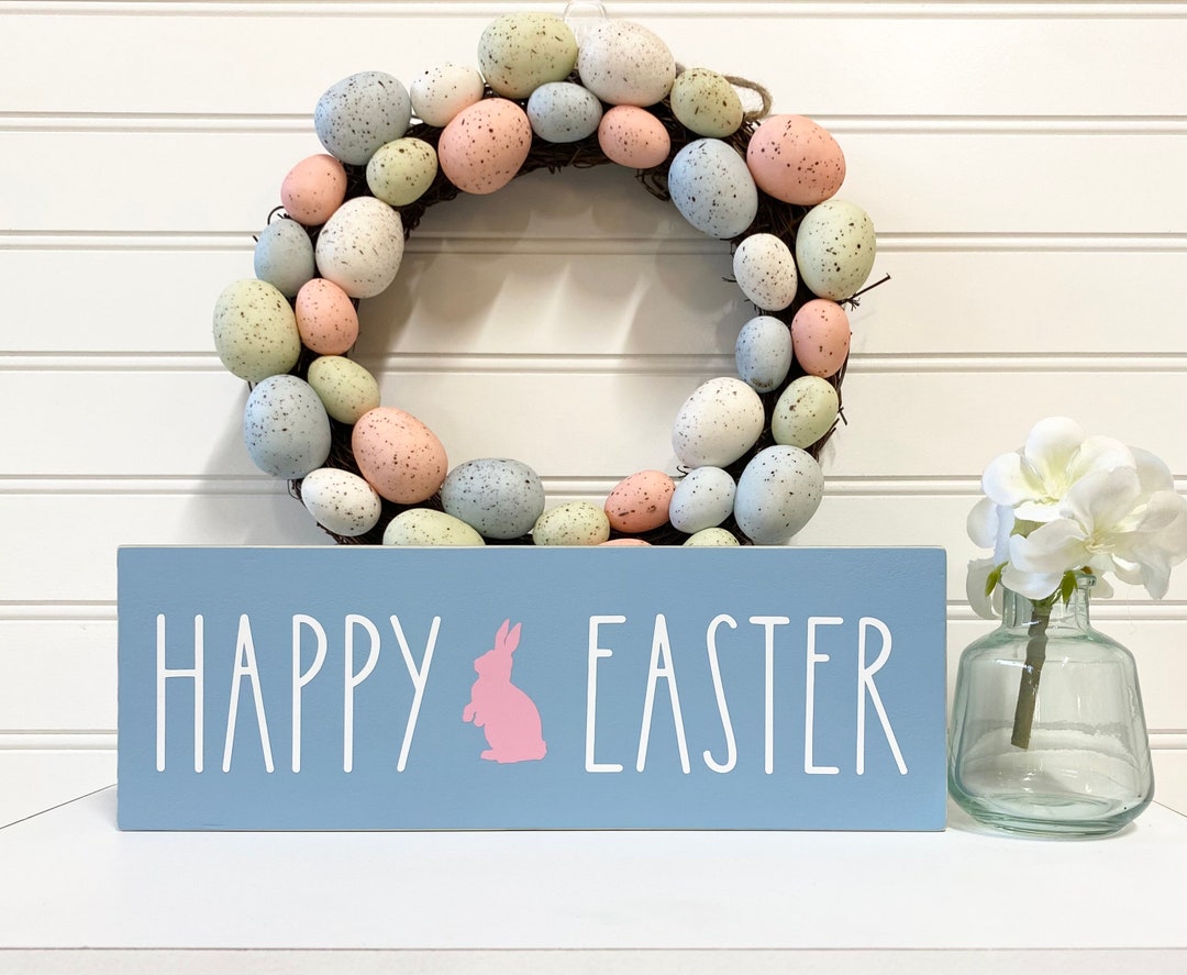 Happy Easter Sign, Easter Home Decor, Spring Wood Sign, Modern ...