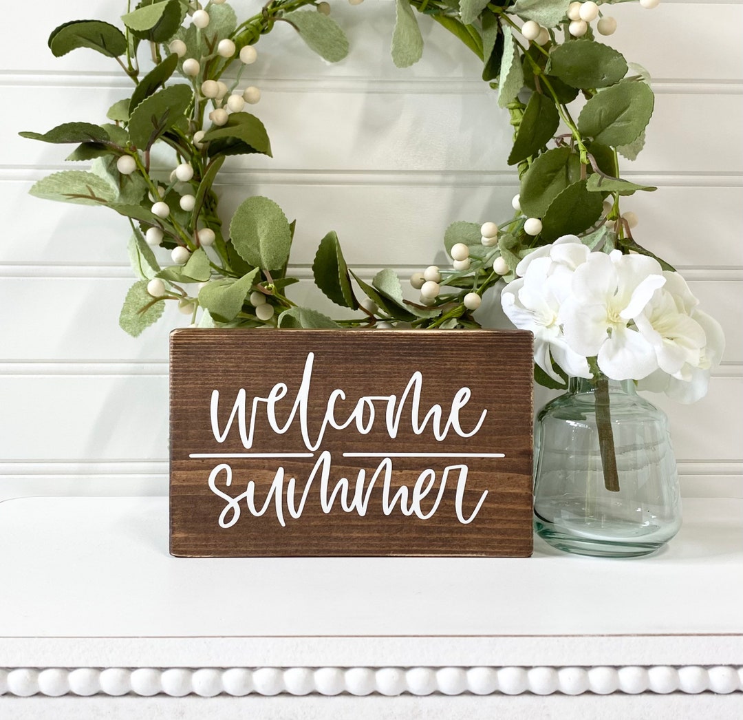 Welcome Summer Sign, Wood Summer Sign, Summer Farmhouse Sign, Rustic ...