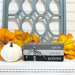 Halloween Wood Book Stack, Trick or Treat Books, Curses Potions Spells ...