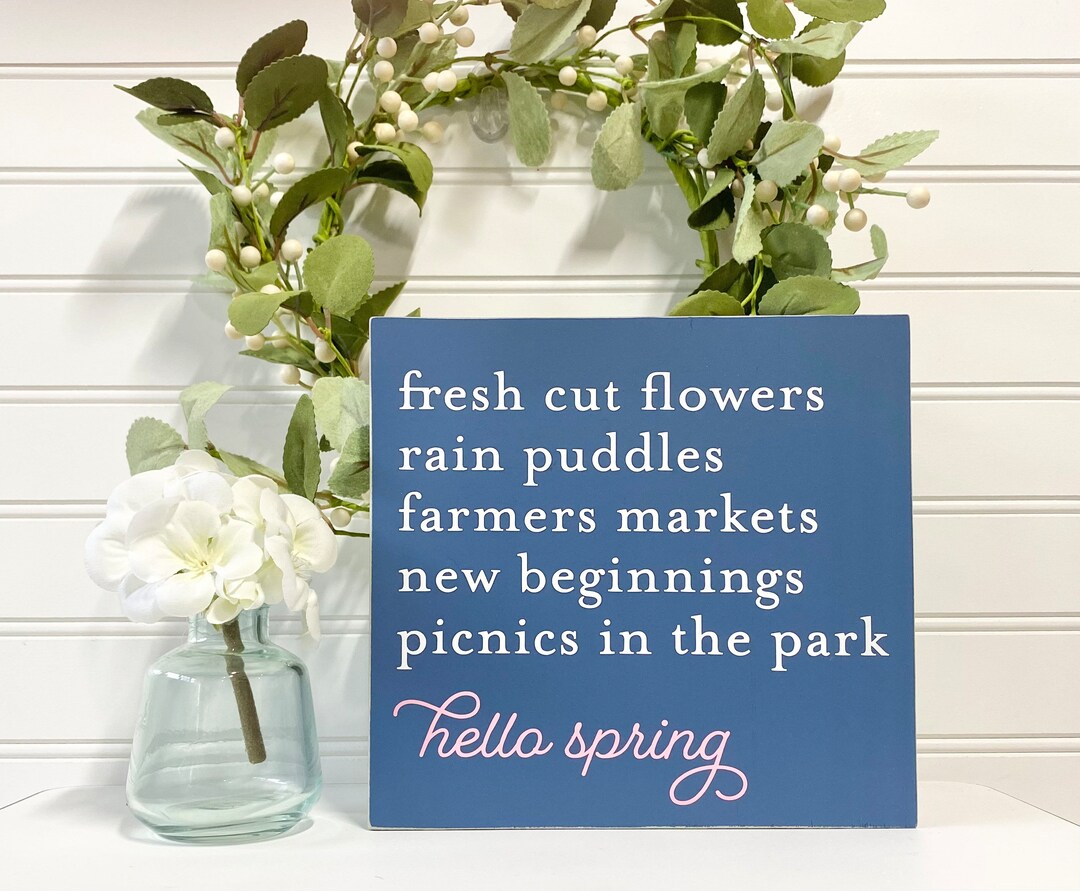 Hello Spring Sign, Spring List, Wooden Spring Sign, Farmhouse Spring ...