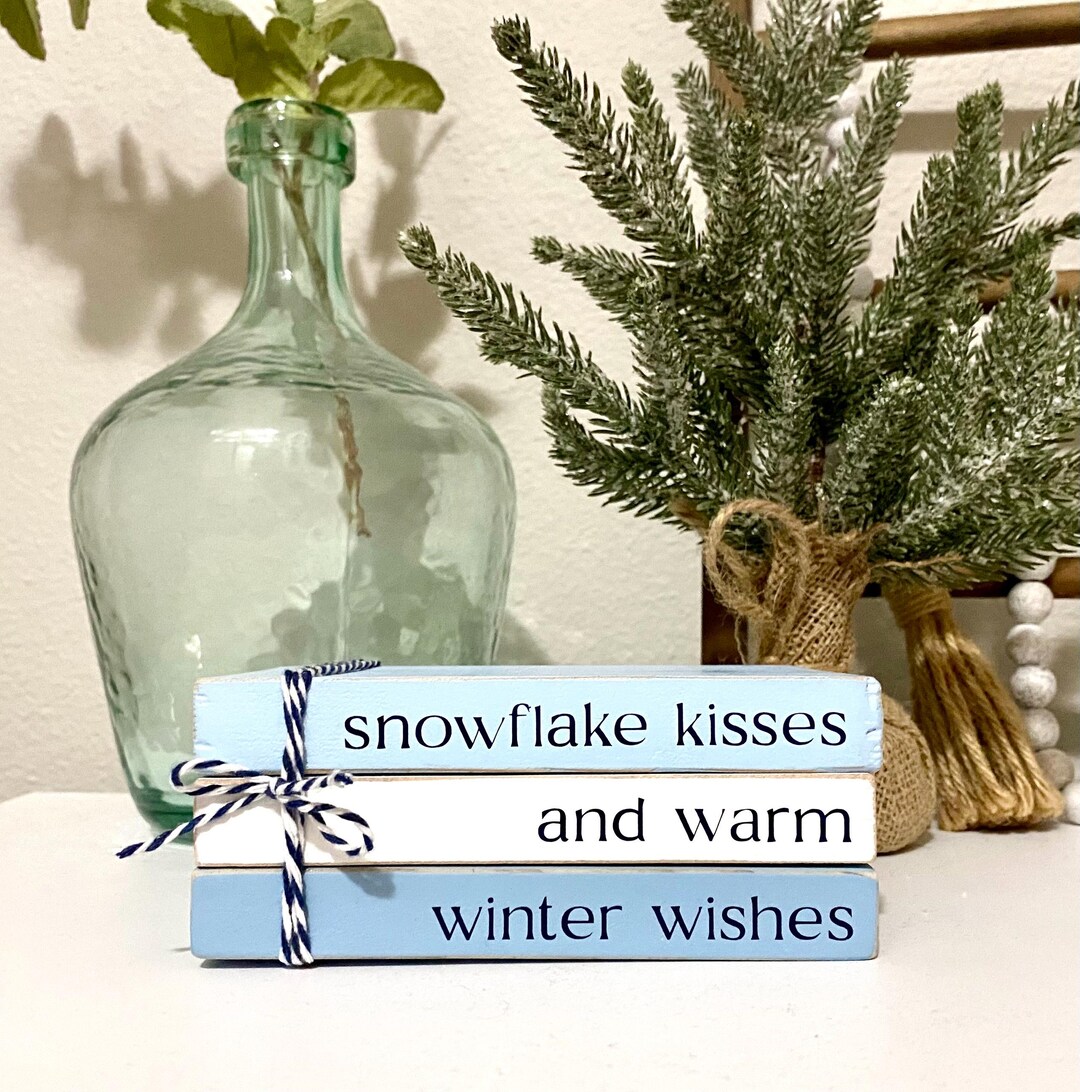 Snowflake Kisses and Warm Winter Wishes Books, Faux Wood Bundle, Winter ...