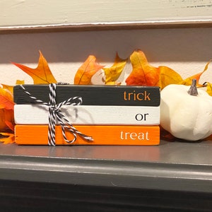 Halloween Wood Book Stack, Trick or Treat Books, Curses Potions Spells ...
