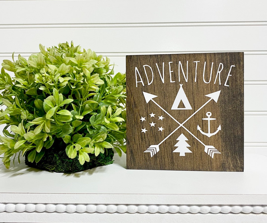 Adventure Wood Sign, Rustic Adventure Sign, Camper Decor, Explore Sign ...