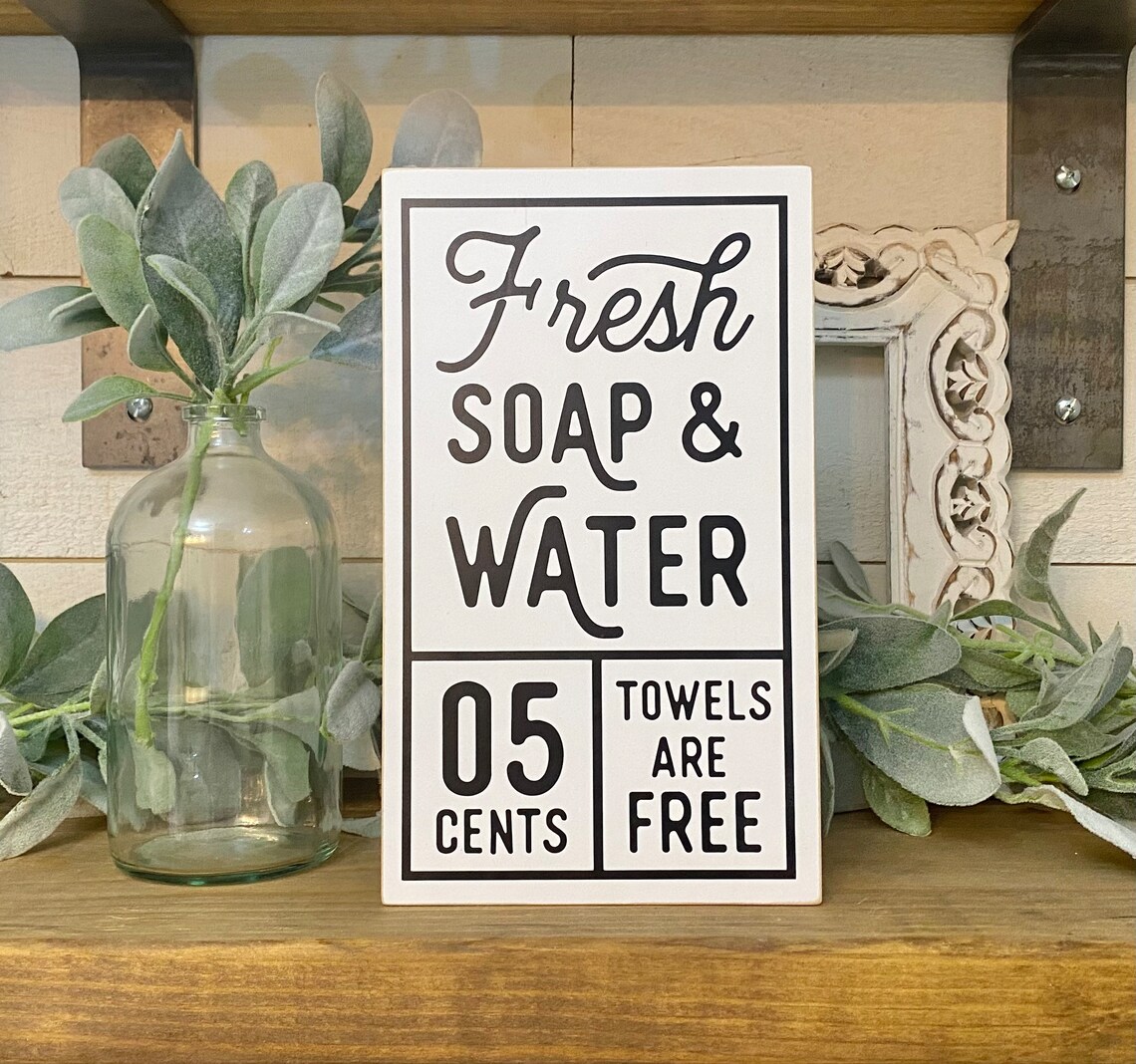 Fresh Soap and Water Sign Wooden Bathroom Sign - Etsy
