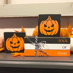 Halloween Wood Book Stack, Trick or Treat Books, Curses Potions Spells ...