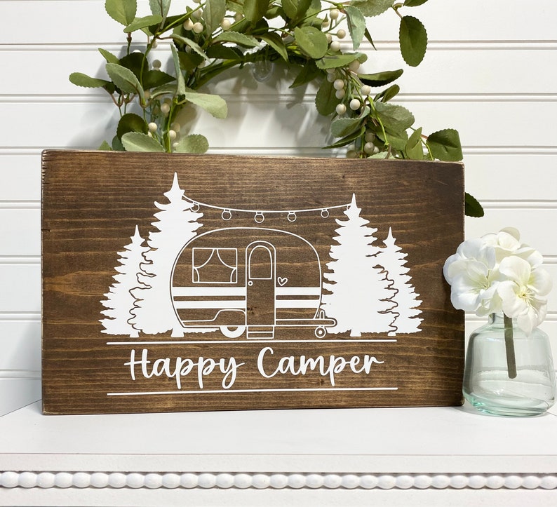 Happy Camper Sign Camper Wood Sign Rustic Camping Sign - Etsy