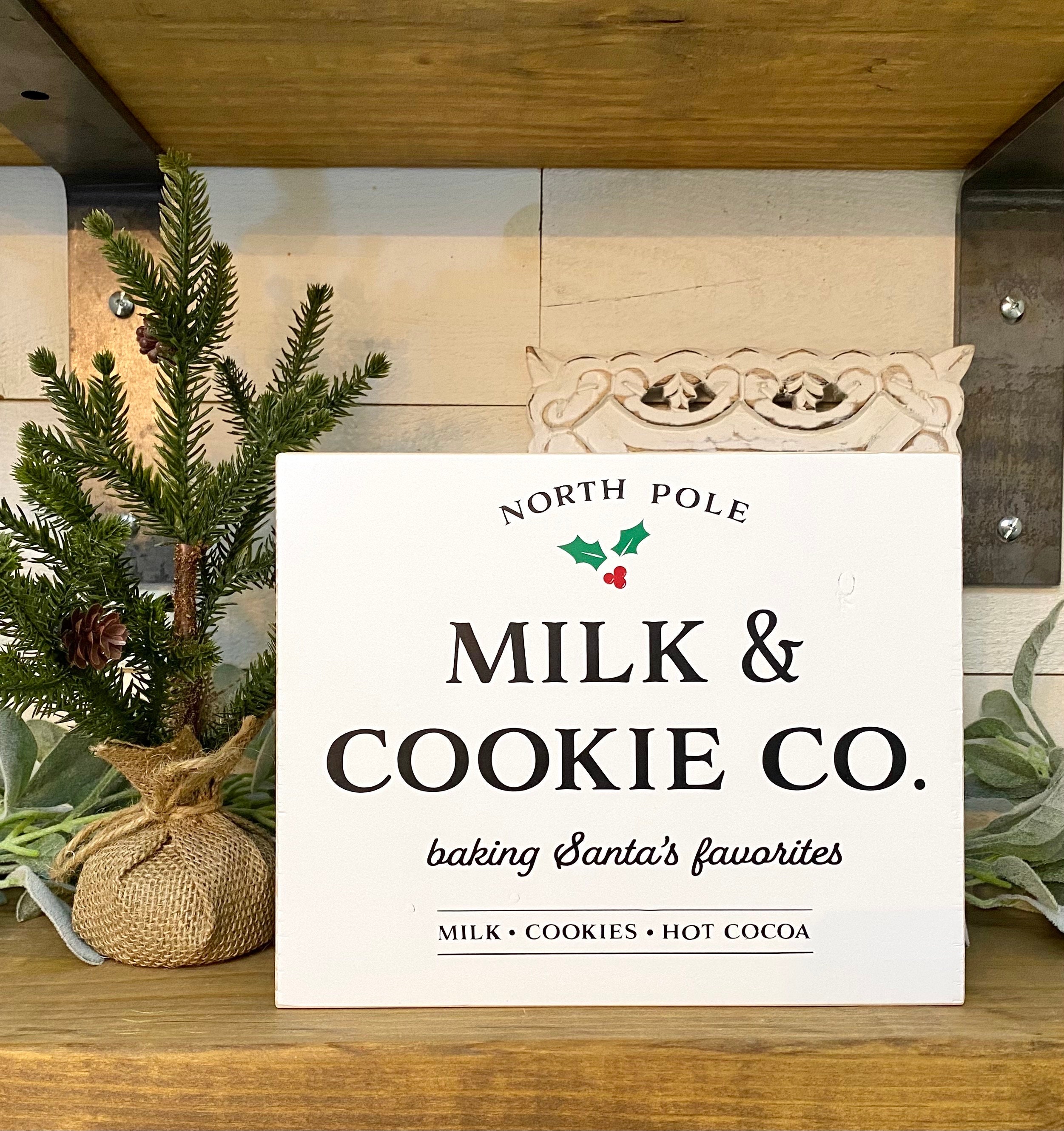 North Pole Milk and Cookies Sign, Christmas Wood Sign, Winter Decor ...