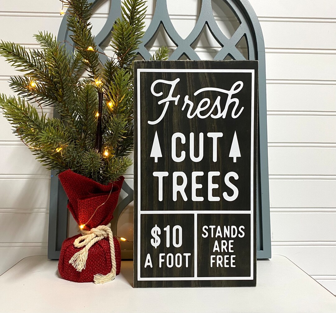 Fresh Cut Trees Sign, Wood Christmas Sign, Tree Farm Sign, Modern ...